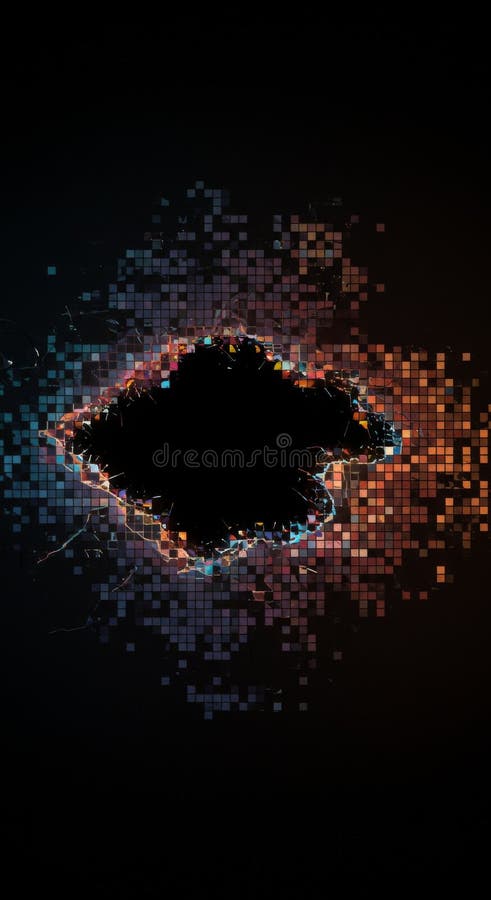 Abstract Pixelated Explosion in Space Stock Illustration - Illustration ...