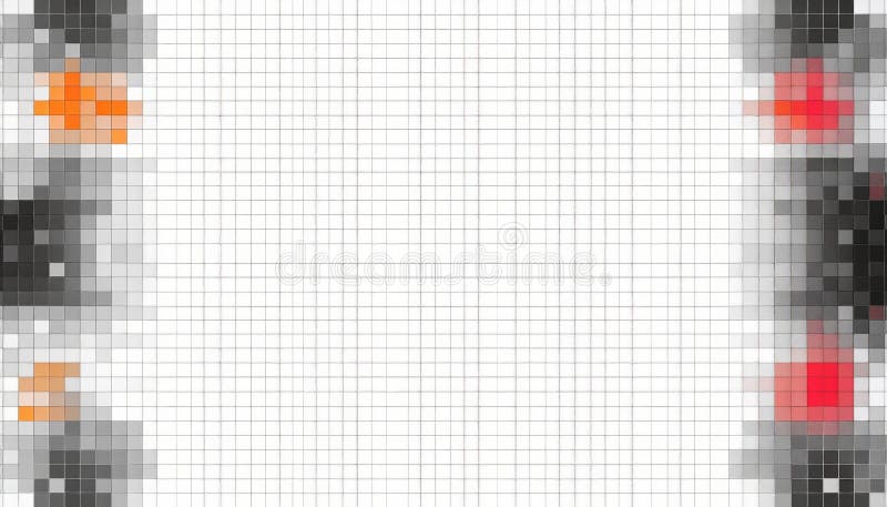 Abstract Pixelated Grid Pattern with Black White Orange and Red Stock ...