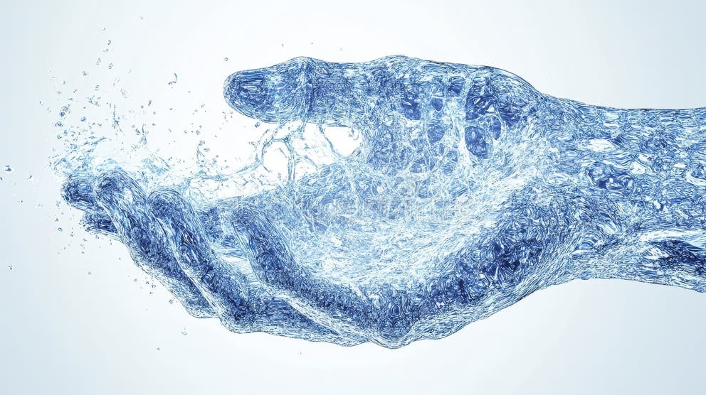 Abstract Pixelated Hands Blue and White Particle Flow Design Stock ...