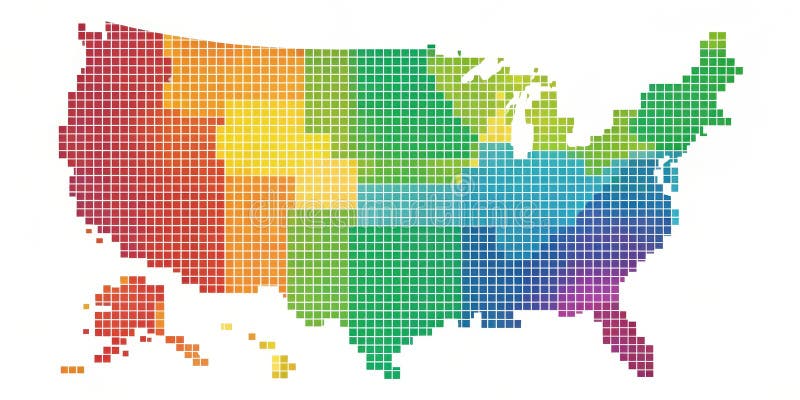 Abstract Pixelated Map of the Nation Showing Regional Variations ...