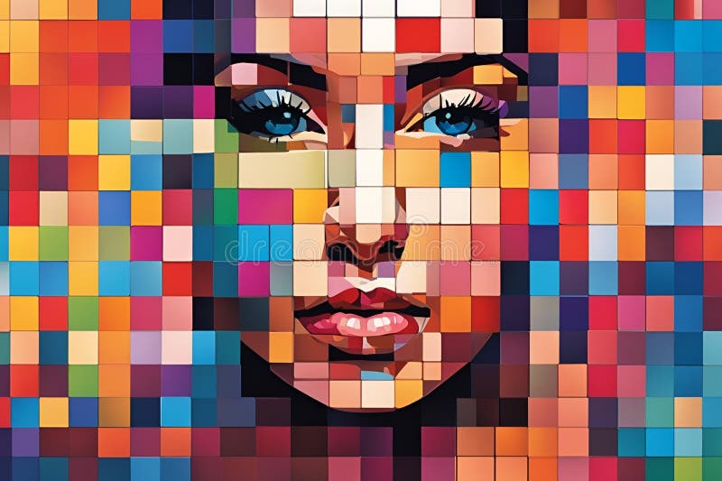 An Abstract Pixelated Spiral Pattern with a Mix of Vibrant and Pastel ...