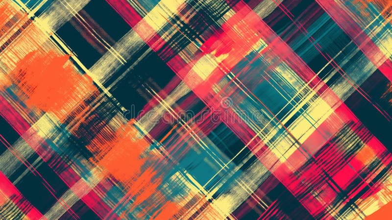 Abstract Plaid Pattern in Warm and Cool Colors Stock Illustration ...