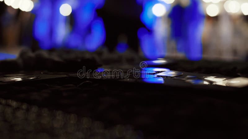 Night Reflection in Small Mirrors of Multicolored Light and Dancing ...