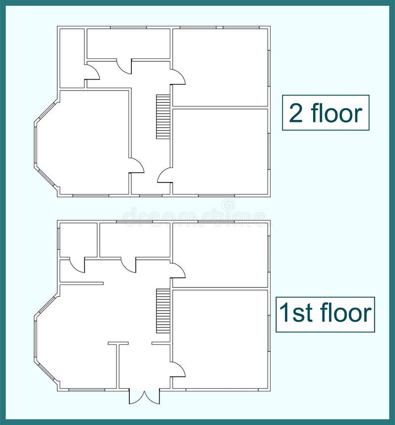 Abstract Plan Two Storey House Stock Vector - Illustration of interior ...