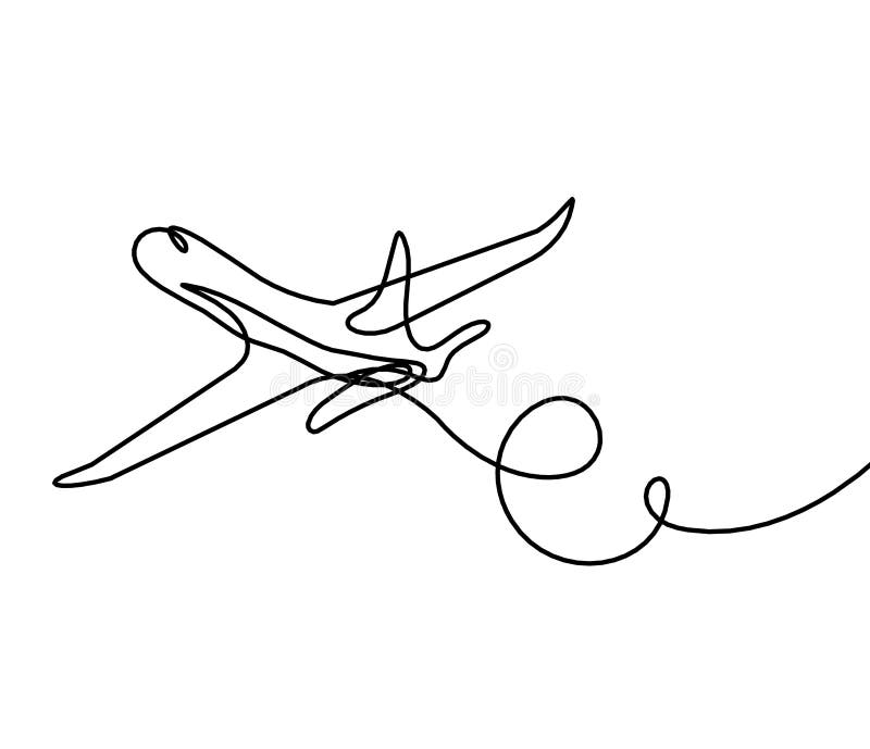 Abstract Plane As Line Drawing on White Stock Vector - Illustration of ...
