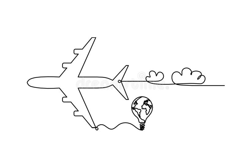 Plane Bulb Logo Design stock vector. Illustration of holiday - 194312705