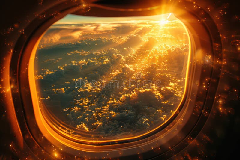 Abstract Plane Window Frame Design with Sky View Stock Illustration ...