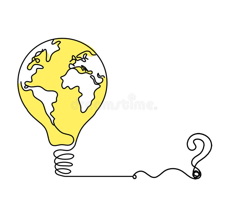Abstract Planet Earth in Light Bulb As Line Drawing on White Stock ...
