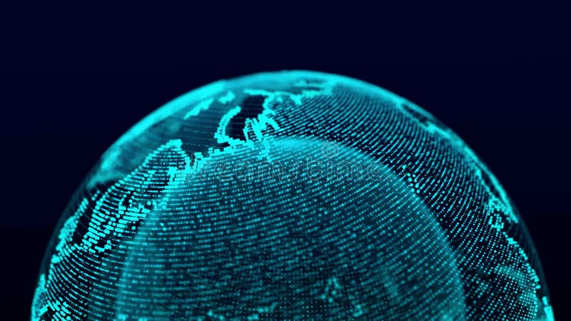 Abstract Planet Earth with Particles and a Connected Shell with Lines ...