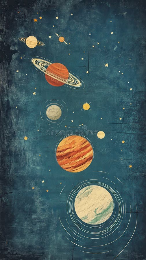 Abstract Planetary System with Swirling Planetary Orbits and Stars ...