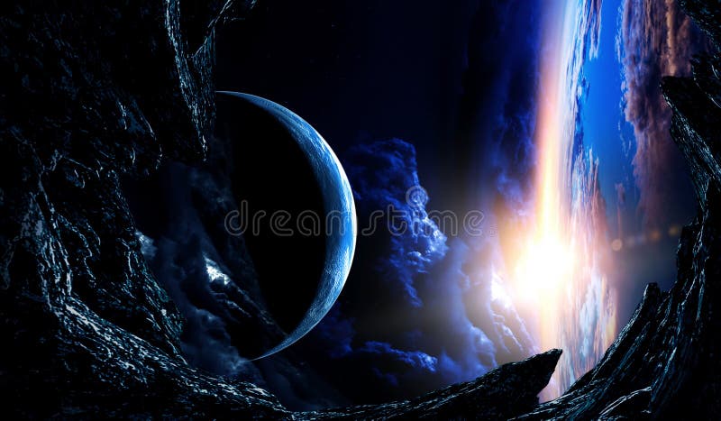 Abstract Planets and Space Background Stock Illustration - Illustration ...