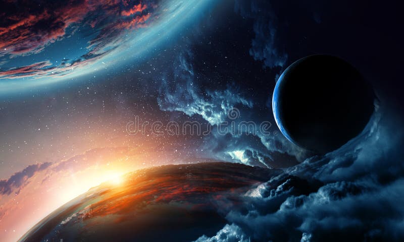 Abstract Planets on Space Texture Stock Image - Image of light, clouds ...