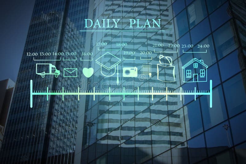 Abstract daily Planner Scale on City Background. Organizer, Calendar ...