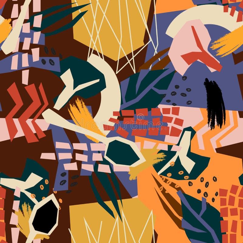 Abstract Plant Elements Paper Collage Stock Illustration - Illustration ...