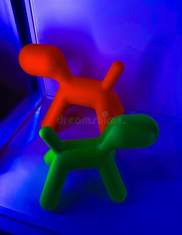 Magis Puppy by Eero Aarnio, Orange and Green Abstract Plastic Dogs ...
