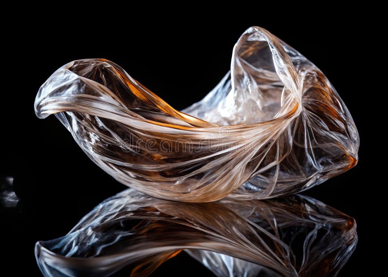 Abstract Plastic Texture Twisted Transparent Material on Black ...