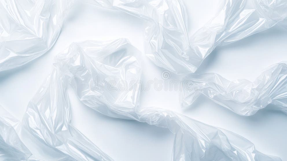 Abstract Plastic Wrap Composition Crinkled Texture, White Background ...