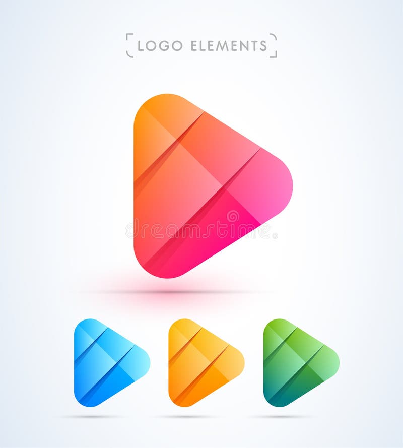 Abstract Play Button Logo Template. Material Design Style Stock Vector ...