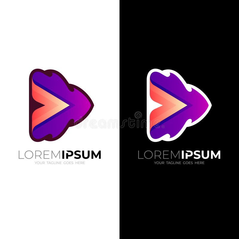 Abstract Play Logo with Simple Design Vector, Triangle Icons Stock ...