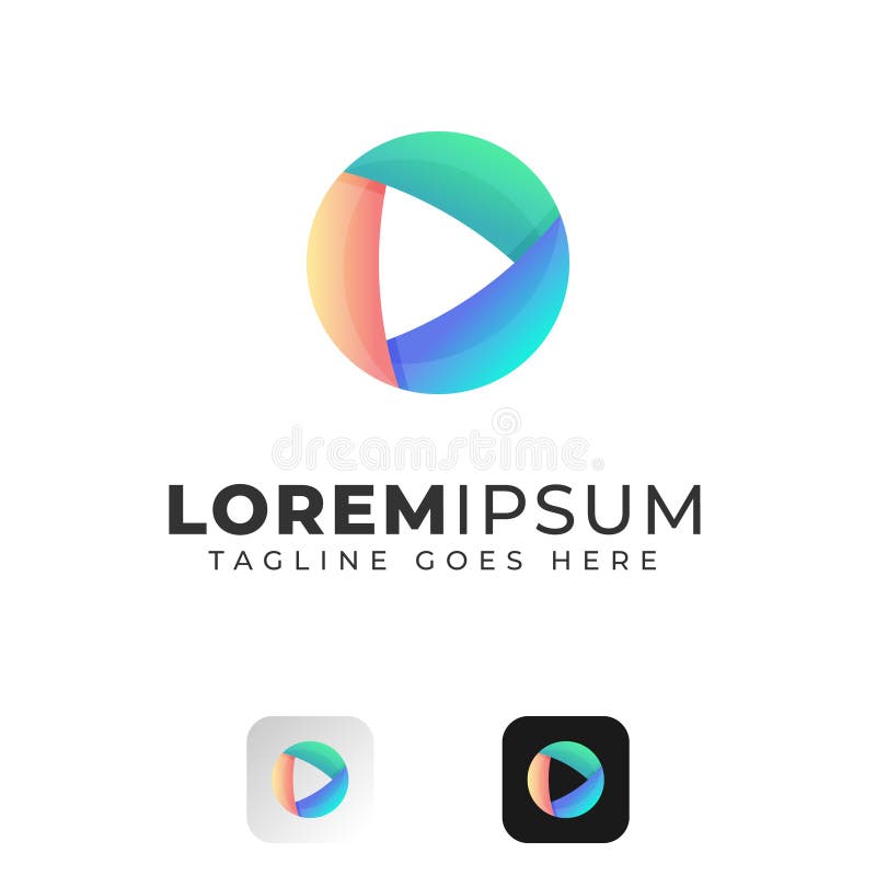 Abstract Play Media Logo Colorful Gradient Modern Style Design in ...