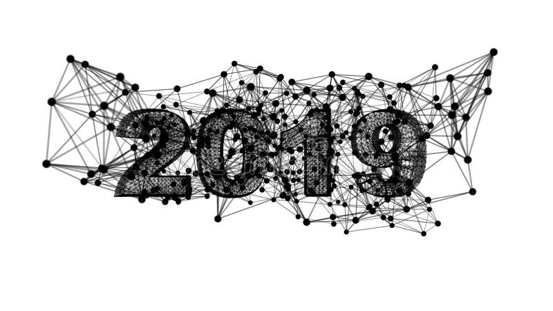 Abstract Plexus Animation Background with Text 2020-2019, Alpha Channel ...