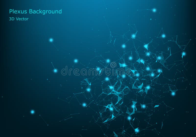 Abstract Plexus Network Connection Systems with Dots and Connecting Lines. 3D Rendering Stock ...