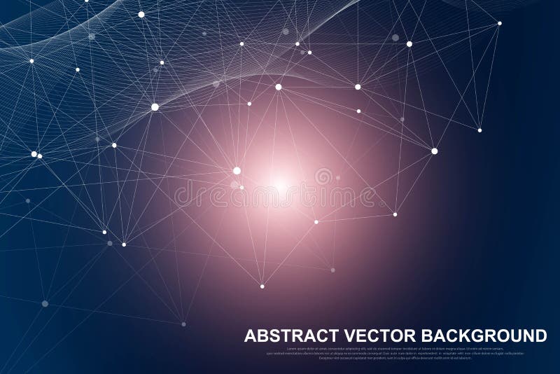 Abstract Plexus Background with Connected Lines and Dots. Plexus Geometric Effect Big Data with ...