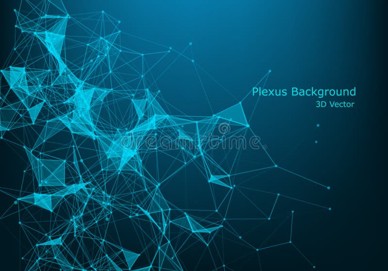 Abstract Plexus Background with Connected Lines and Dots. Wave Flow. Plexus Geometric Effect Big ...