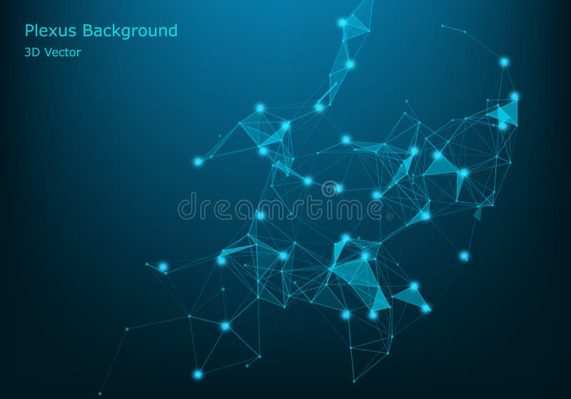 Abstract Plexus Background with Connected Lines and Dots. Wave Flow. Plexus Geometric Effect Big ...