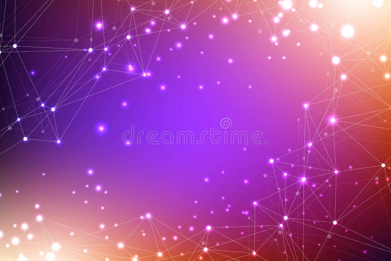 Abstract Plexus Background with Connected Lines and Dots. Wave Flow ...