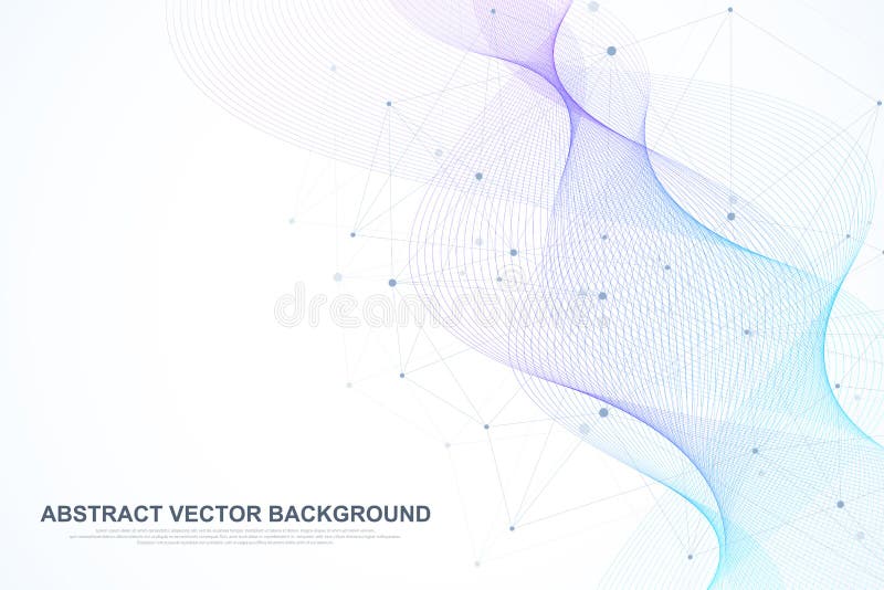 Abstract Plexus Background With Connected Lines And Dots Wave Flow Stock Vector Illustration