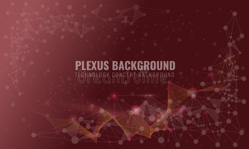 Abstract Plexus Background with Connected Lines and Dots. Wave Flow for ...