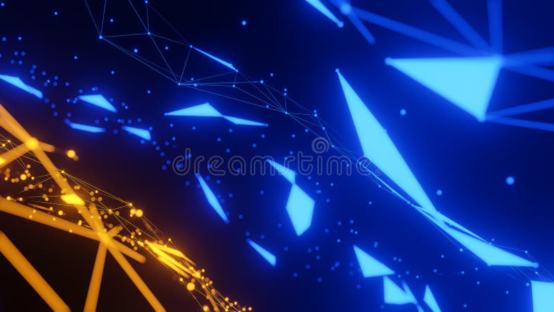 Abstract Plexus Blue and Orange Geometric Shapes.,Communication and ...