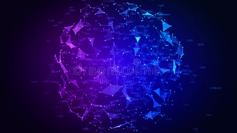 Abstract Plexus Data Number Rotating in Cyberspace Structure Sphere. Futuristic and Technology ...