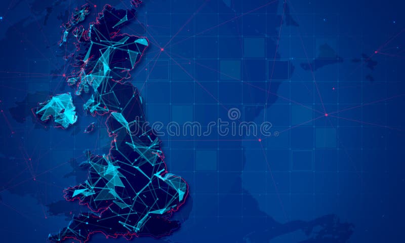 Abstract Plexus Network in United Kingdom Map Stock Image - Image of ...
