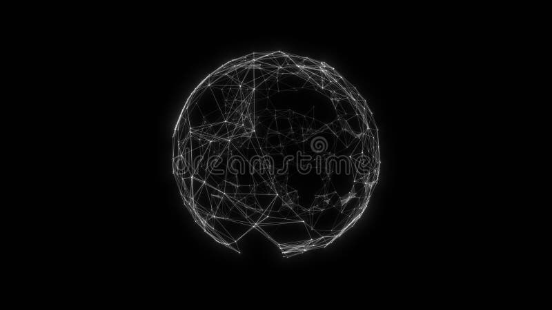 Abstract Plexus Sphere Made of White Dots and Lines on a Black ...