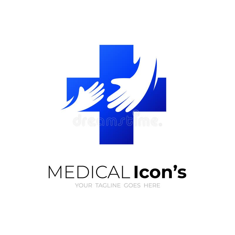 Abstract Plus Logo and Hand Design Combination Stock Vector ...