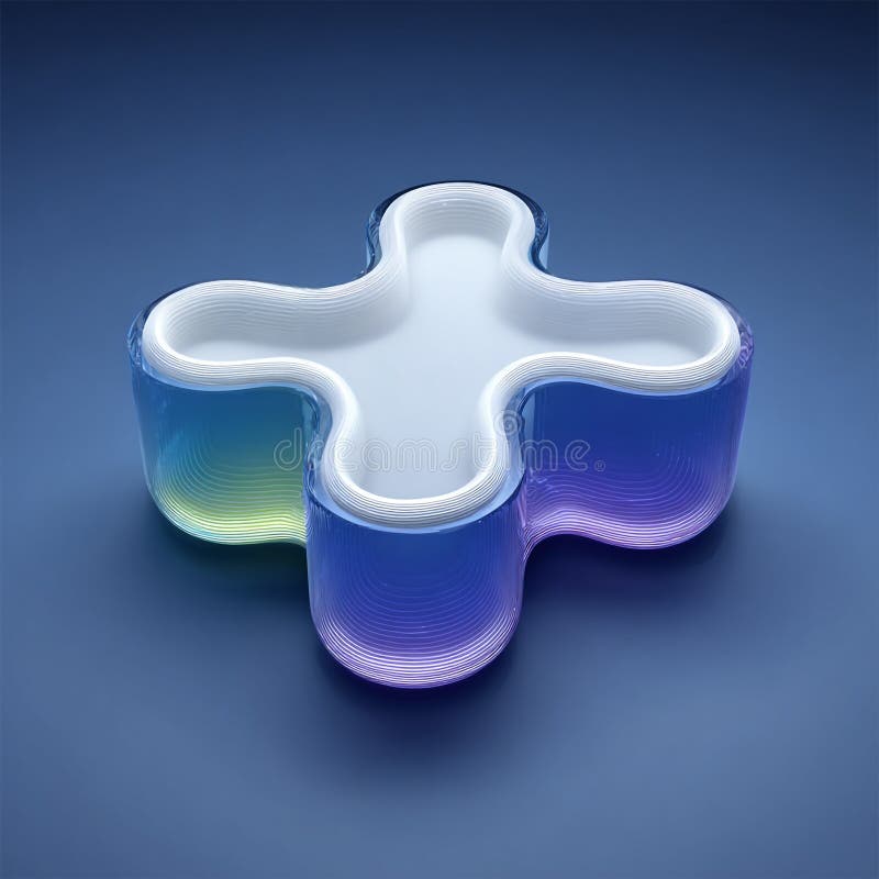 Abstract Plus Shape with Translucent Gradient Edges and White Interior ...