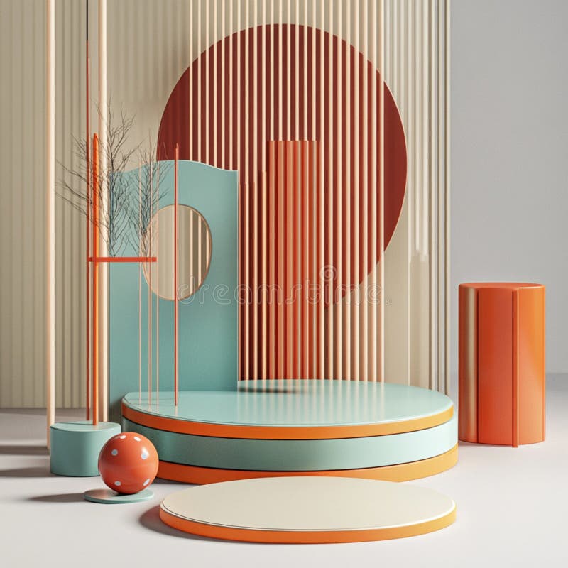 Abstract Podium Display Background. Stage for Showcase with Generative ...