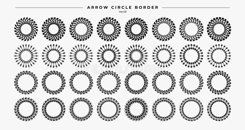 Abstract Pointer Arrow Circle Frame Border Logo Set. Modern Arrow Round ...
