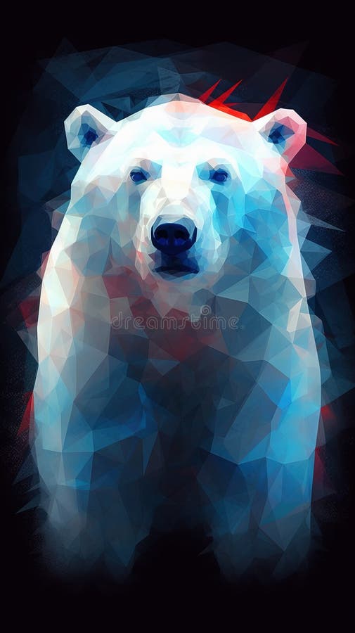 Abstract Polar Bear on Dark Background. Generative AI Stock ...