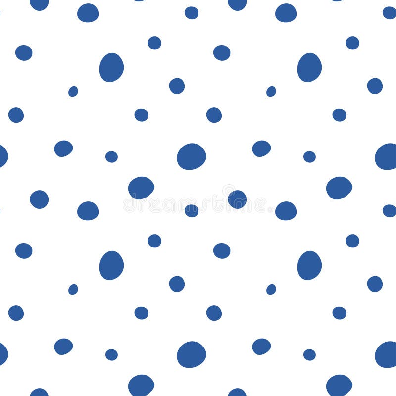 Abstract Polka Dot Seamless Pattern. Blue Dots on White Background ...