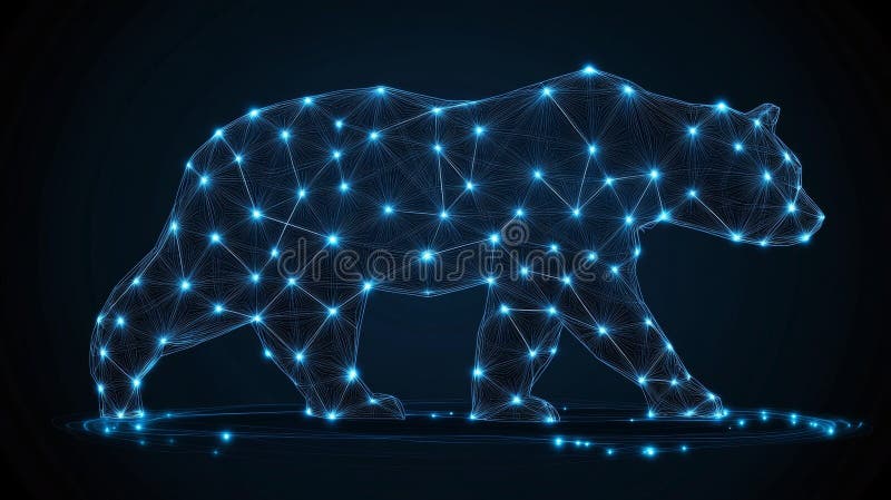 Abstract Polygon Bear Digital Glowing Beast of Lines, Triangles ...
