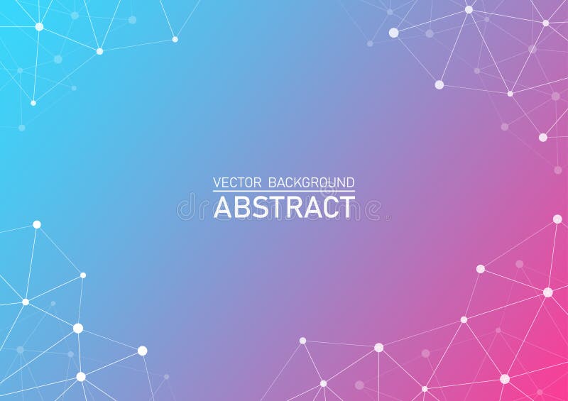 Abstract Polygon Connecting Dots and Lines Background Blue and Pink ...