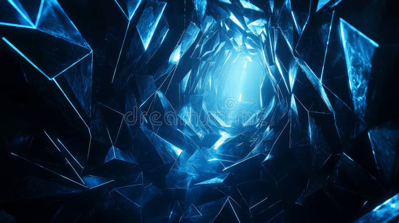 Abstract Polygon Mesh Blue Black Tones Glowing Light Nodes Tech ...