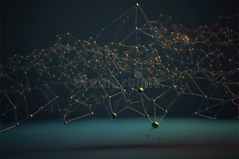 Abstract of Polygon Space in Darkness. Concept of Molecules Geometric ...