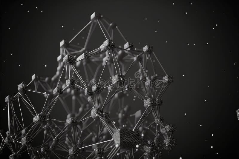 Abstract of Polygon Space in Darkness. Concept of Molecules Geometric ...