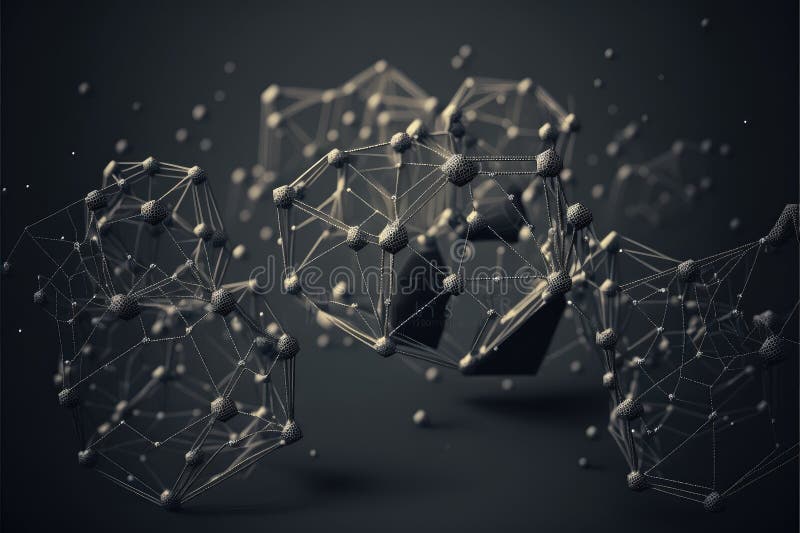 Abstract of Polygon Space in Darkness. Concept of Molecules Geometric ...