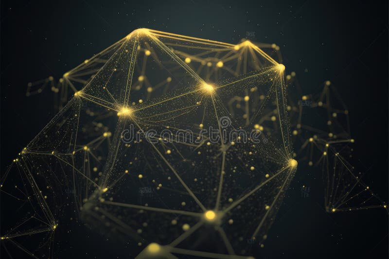 Abstract of Polygon Space in Darkness. Concept of Molecules Geometric ...