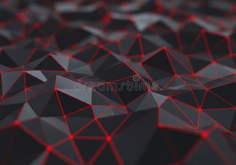 Abstract Polygon Surface with Red Lines Design Stock Illustration ...
